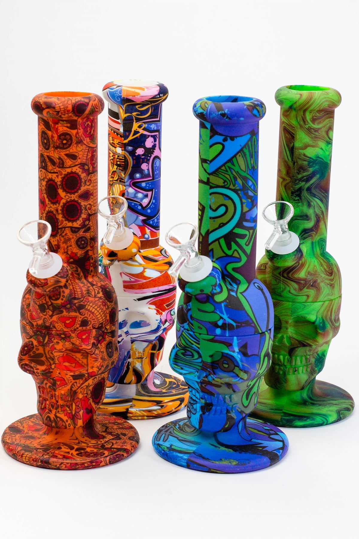 11" Assorted design silicone detachable skull bong — Jupiter Grass