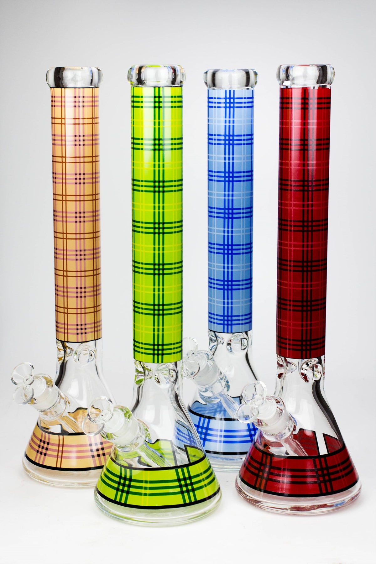 17.5" Check pattern 9 mm glass beaker bong — Jupiter Grass