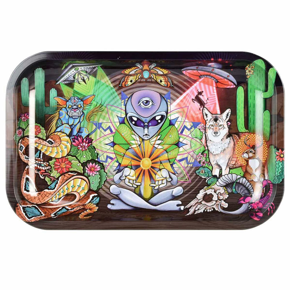 Pulsar 11" x 7" Metal Rolling Tray - Alien Life Force | Jupiter Grass